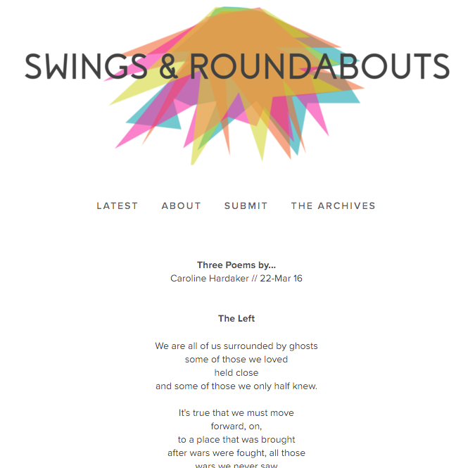 Three Poems on Swings & Roundabouts – Caroline Hardaker Author