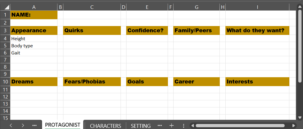How to plan a novel in Microsoft Excel – Caroline Hardaker Author