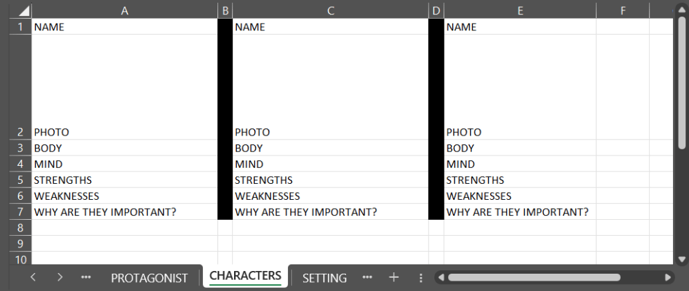 How to plan a novel in Microsoft Excel – Caroline Hardaker Author